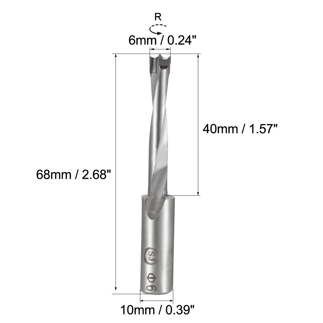 uxcell Brad Point Drill Bits for Wood 6mm x 68mm Right Turning Carbide for Woodworking Carpentry Drilling Tool