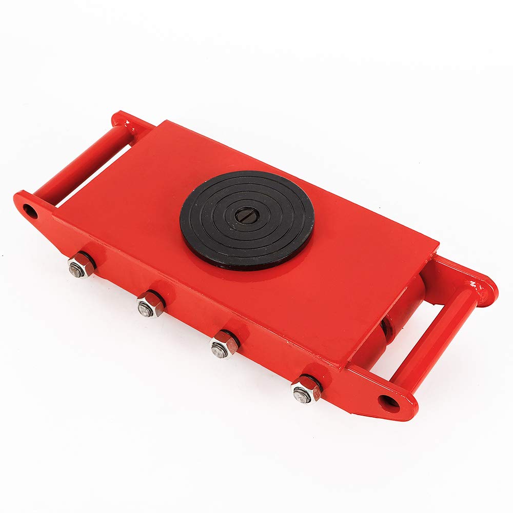 Industrial Machinery Mover, Machinery Mover Roller Dolly Skate with 360 Degree Rotation Cap (Red, 12T/26400)