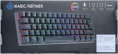 UK Layout 60% True Mechanical Gaming Keyboard Type C Wired 61 Keys LED Backlit USB Waterproof Keyboard 14 Chroma RGB Backlight Full Anti-ghosting Keys for Computer/PC/Laptop/MAC (White/Blue Switch)