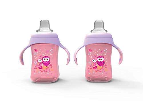 Avima Baby 10 oz Soft Spout Sippy Cups, Pink (Set of 2)