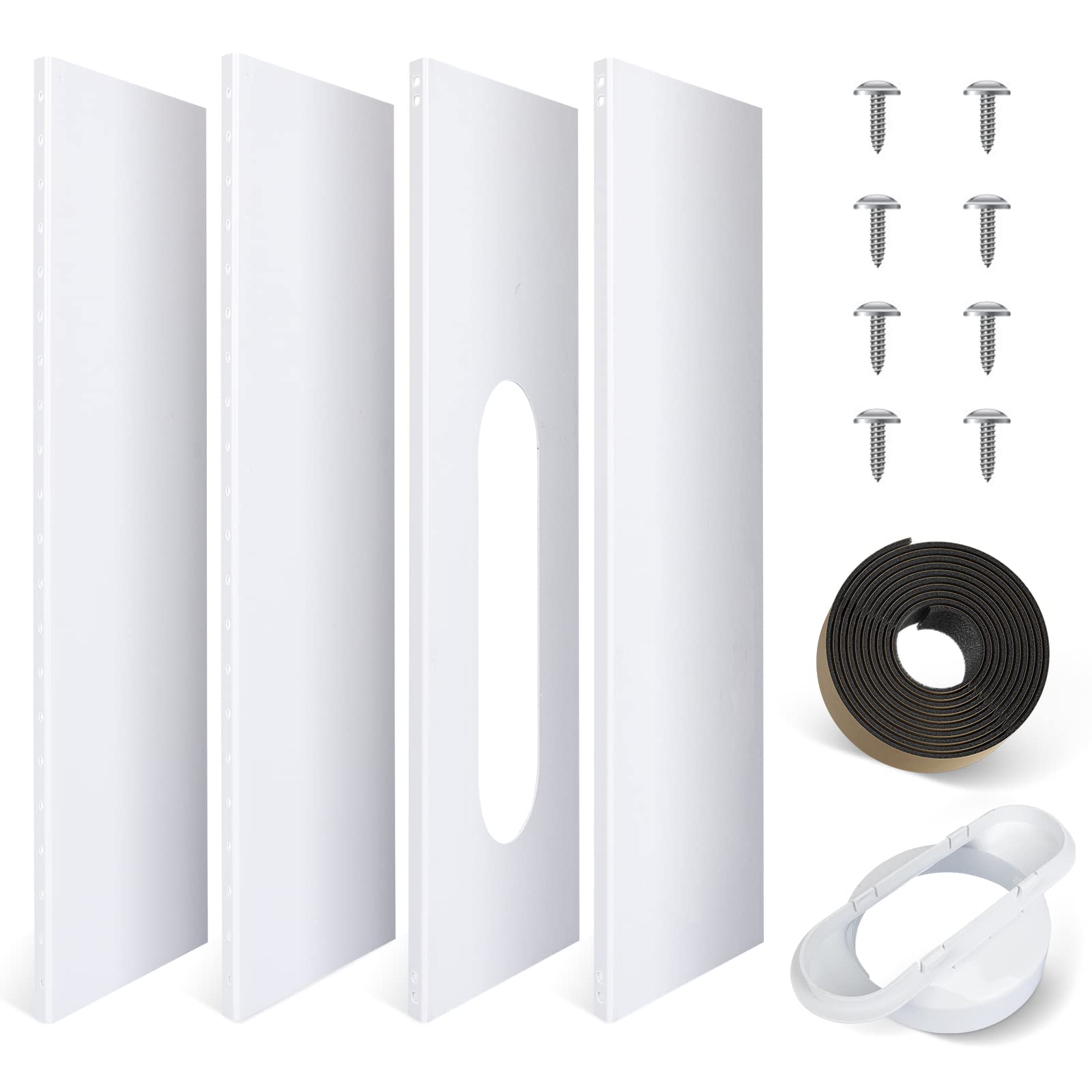DuraComfort Portable Air Conditioner Window Kit, Sliding Vent Kit with Coupler for 5 Inches Diameter Universal Thread AC Exhaust Hose, Up to 61.8 Inches