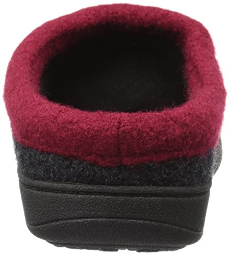 Acorn Women's Clog Slippers, Multi-Layer Memory Foam Footbed with Arch Support, Charcoal Button, 8-9