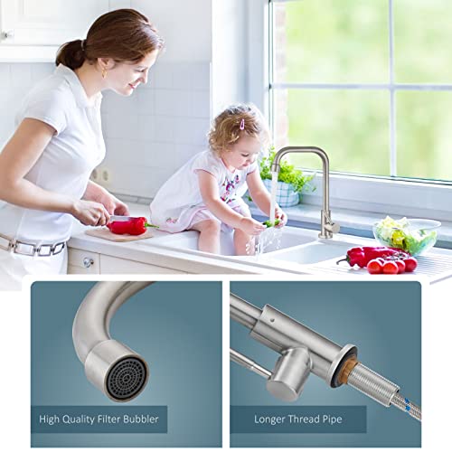 Aolemi Cold Only Water Kitchen Faucet Commercial Bar Tap Single Lever Handle 304 Stainless Steel Brushed Nickel Decked Mounted Single Hole Modern