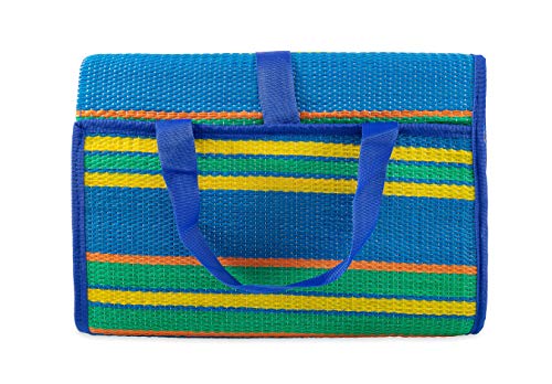 Camco Handy Mat with Strap, Perfect for Picnics, Beaches, RV and Outings, Weather-Proof and Resistant (Blue/Green - 60" x 78") - 42805