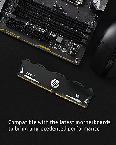 HP V6 RAM 16GB Kit (8GBx2) DDR4 3600MHz CL16 1.35V Desktop Computer Gaming Memory, Black - 7TE46AA#ABC