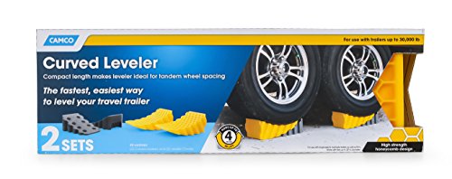 Camco Rv Curved Leveler With Chock - 2 Pack - Easy Drive-On Leveler Adds Up To 4" In Height (44425)