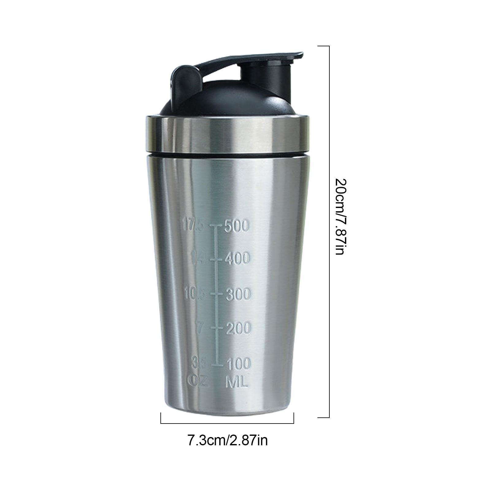 500ml Protein Shake Bottle,Smoothie Shaker & Gym Powder Bottle,Protein Mixes Shaker Cup,Stainless Steel Water Bottle And Protein Shaker,Reusable Stainless Steel Water Bottle,Gym Water Bottle