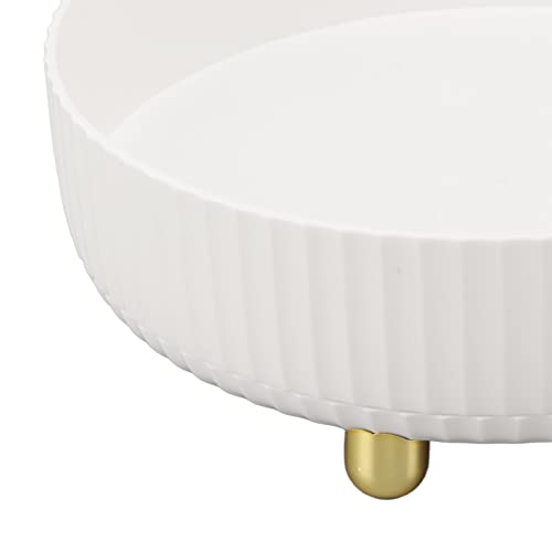 360 Degree Rotating Storage Rack Organizer Round Cosmetic Spice Rack Turntable for Kitchen Cabinet Pantry Small (White)