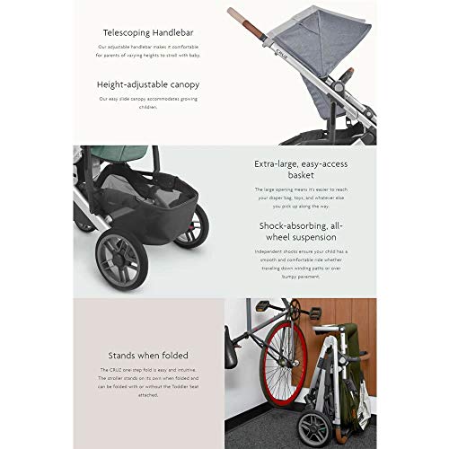 UPPAbaby Cruz V2 Stroller - Jake (Black/Carbon/Black Leather) + Bassinet - Jake (Black/Carbon)