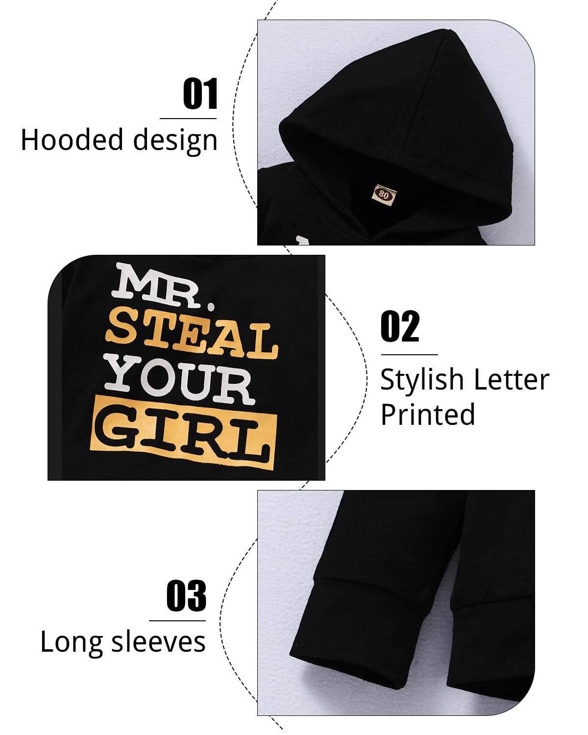 YALLET 2T 3T Toddler Baby Boy Clothes Fall Winter Outfit Sets Long Sleeve Letter Hoodies Top+Ripped Denim Pants 2pcs