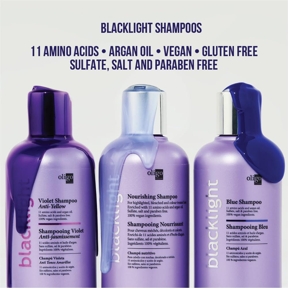 Oligo Professionnel - Blacklight Violet Shampoo - Sulfate-Free Purple Shampoo for blondes - Vegan - Eliminate Yellow Tones - Refresh Faded Highlights - Argan oil - Hydrating Formula - 8.5oz