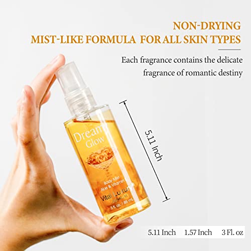 Vital Luxury Body Mist Set, Travel Size Spray Bottle, Long Lasting Perfume Gift Sets, Fragrance Mist for Men & Women, Dreamy Glow, Pack Of 2, 3 Fl Oz Each
