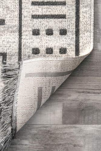 nuLOOM Cora Tribal Indoor/Outdoor Area Rug, 3' x 5', Light Grey