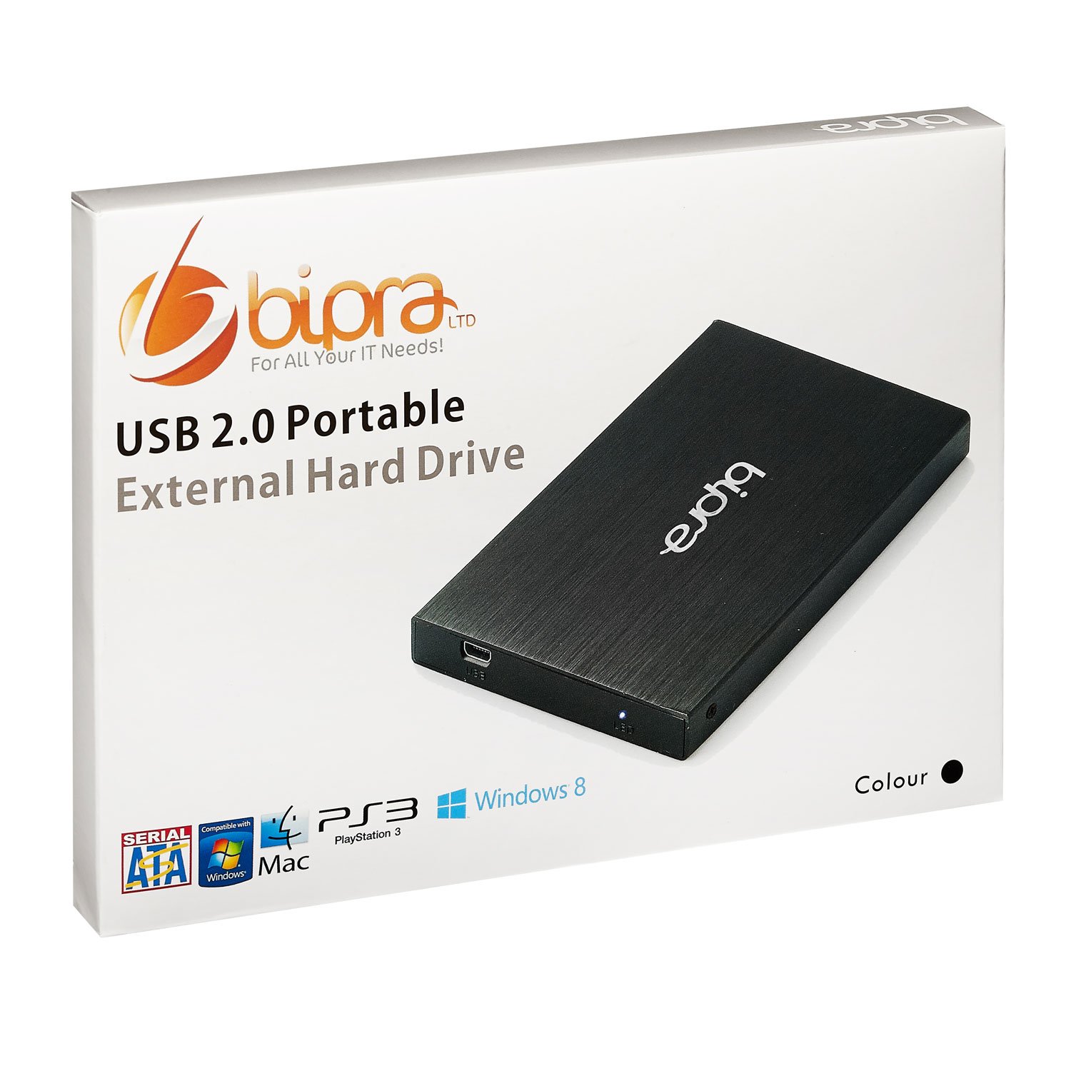 BIPRA 250Gb 250 Gb 2.5 Inch External Hard Drive Portable USB 2.0 - Black - Fat32
