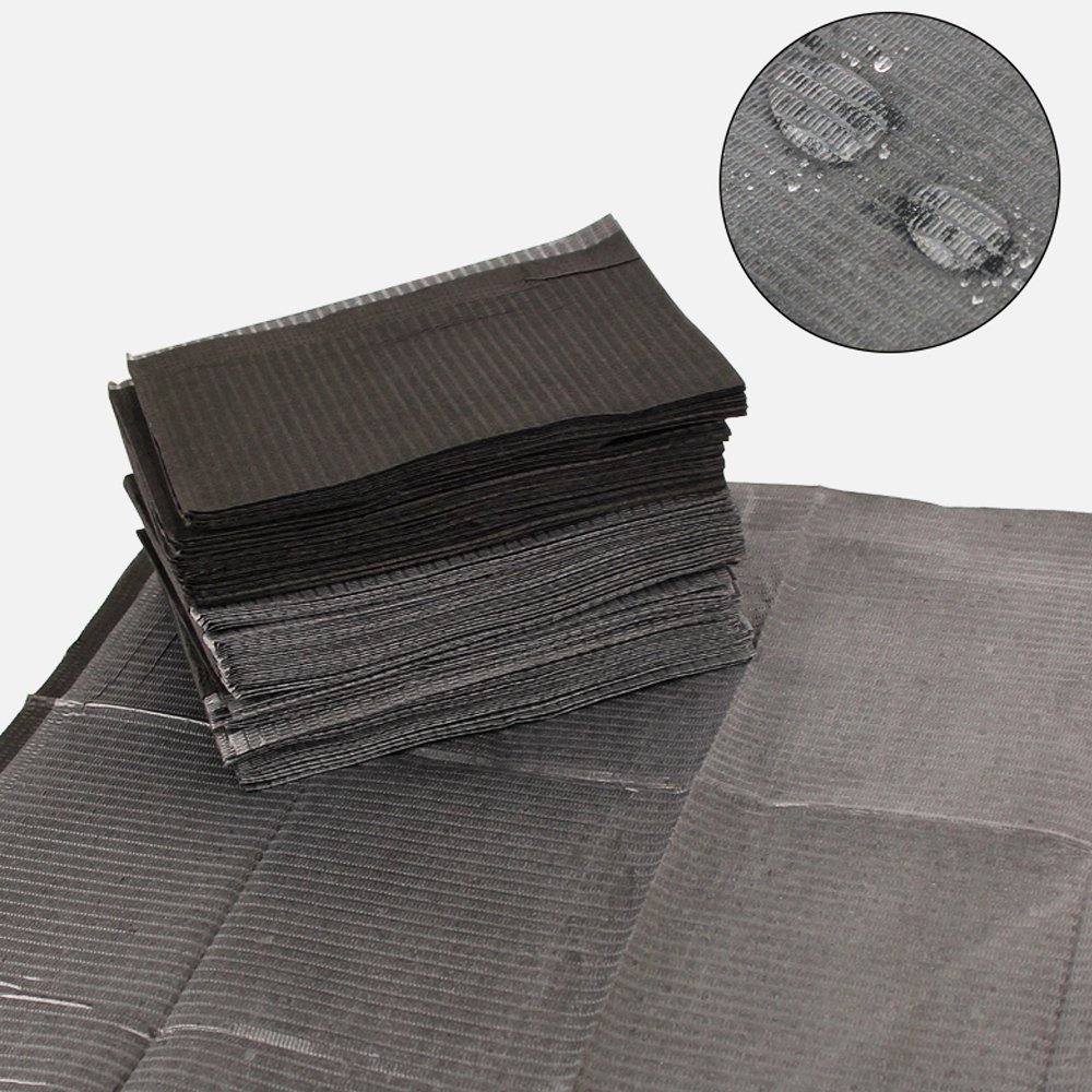 Disposable Dental Bibs Sheets Cloths, Tattoo Table Covers Clean Pad,Underpad Hygiene Personal Tattoo Bib Waterproof Tattoo TableCloth Tattoo Supply Sheet, 125pcs13" X 17" (Black) (125 Pcs)