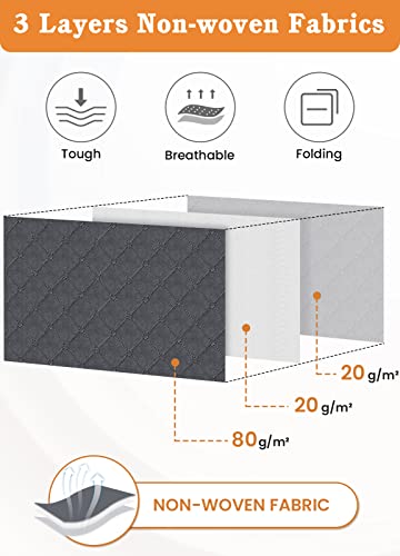 BlissTotes Storage Clothing Bags Storage Clothes Organizer with Reinforced Handle Sturdy Fabric Clear Window for Blankets, Bedding, Collapsible with Sturdy Zipper, 6 Pack, 60L, Grey