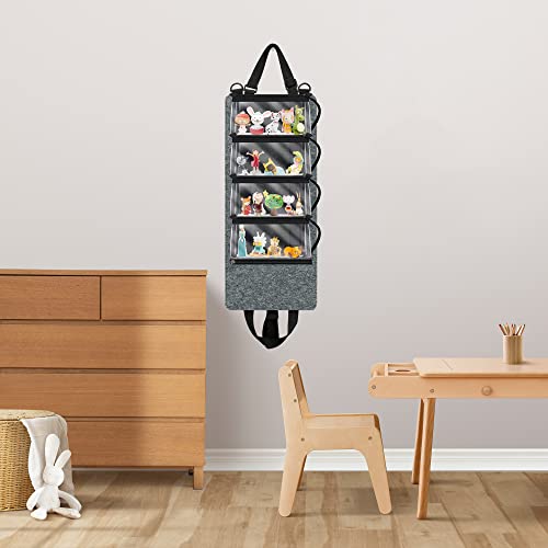 Annmore Display Shelves for Tonies Figures Carrying Case for LOL Surprise Dolls Storage Bag for Barbie, Gray