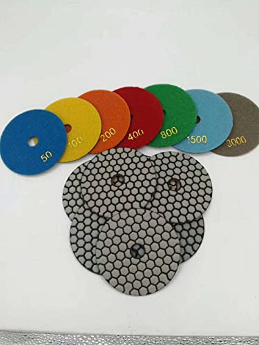 5" Diamond Wet Dry polishing pad 100 Pieces (Grit 50-400) for Stone Granite Marble Buffing Polish Work with Grinder Polisher