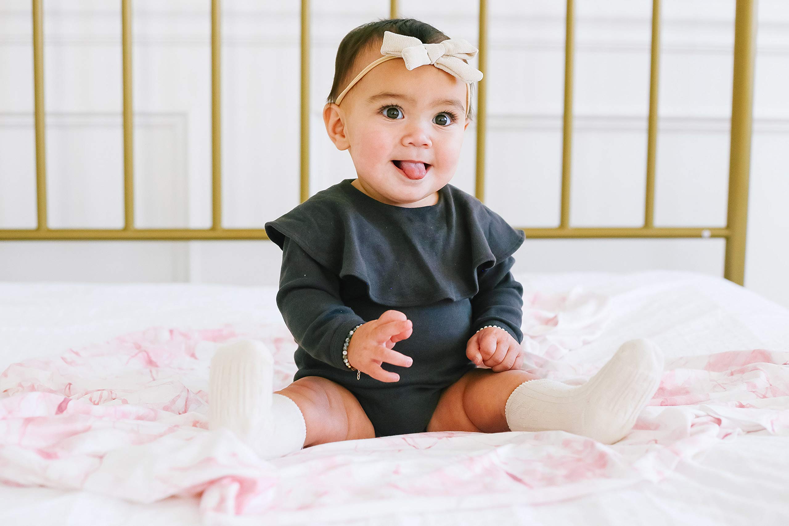 Large Premium Knit Baby Swaddle Receiving Blanket "Roxy" by Copper Pearl