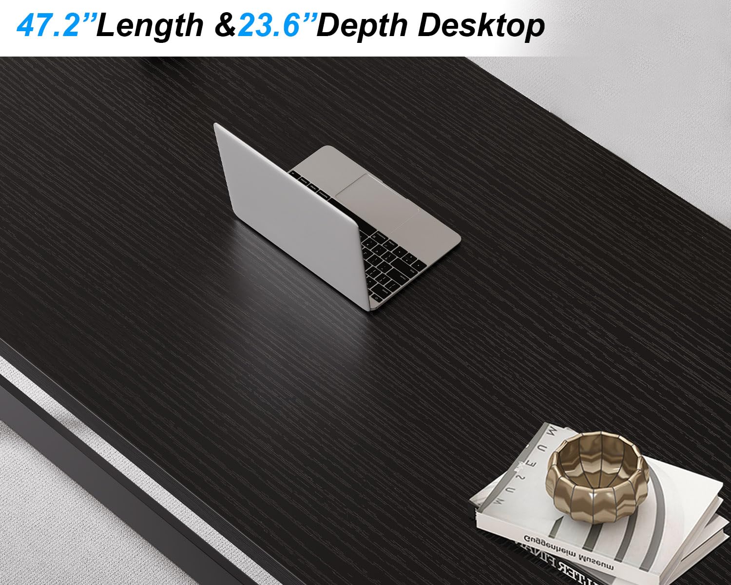 IBF Gray Computer Desk, Modern Writing Study Desk for Home Office, Industrial Wooden Metal Executive Work Desk, Simple Pc Gaming Laptop Workstation Computer Table in Bedroom, Light Grey Oak, 55 Inch