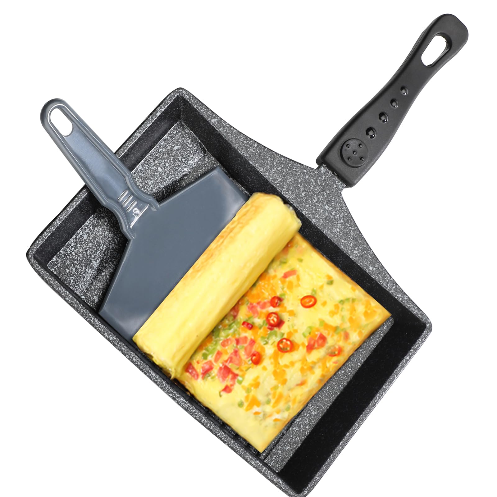 MOSYONE Tamagoyaki Pan, Japanese Omelette Pan, Square Non-Stick Egg Pan, Japanese Cookware for Omelette, Black