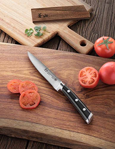 Cangshan TS Series 1020588 Swedish 14C28N Steel Forged 5-Inch Serrated Utility Knife and Wood Sheath Set
