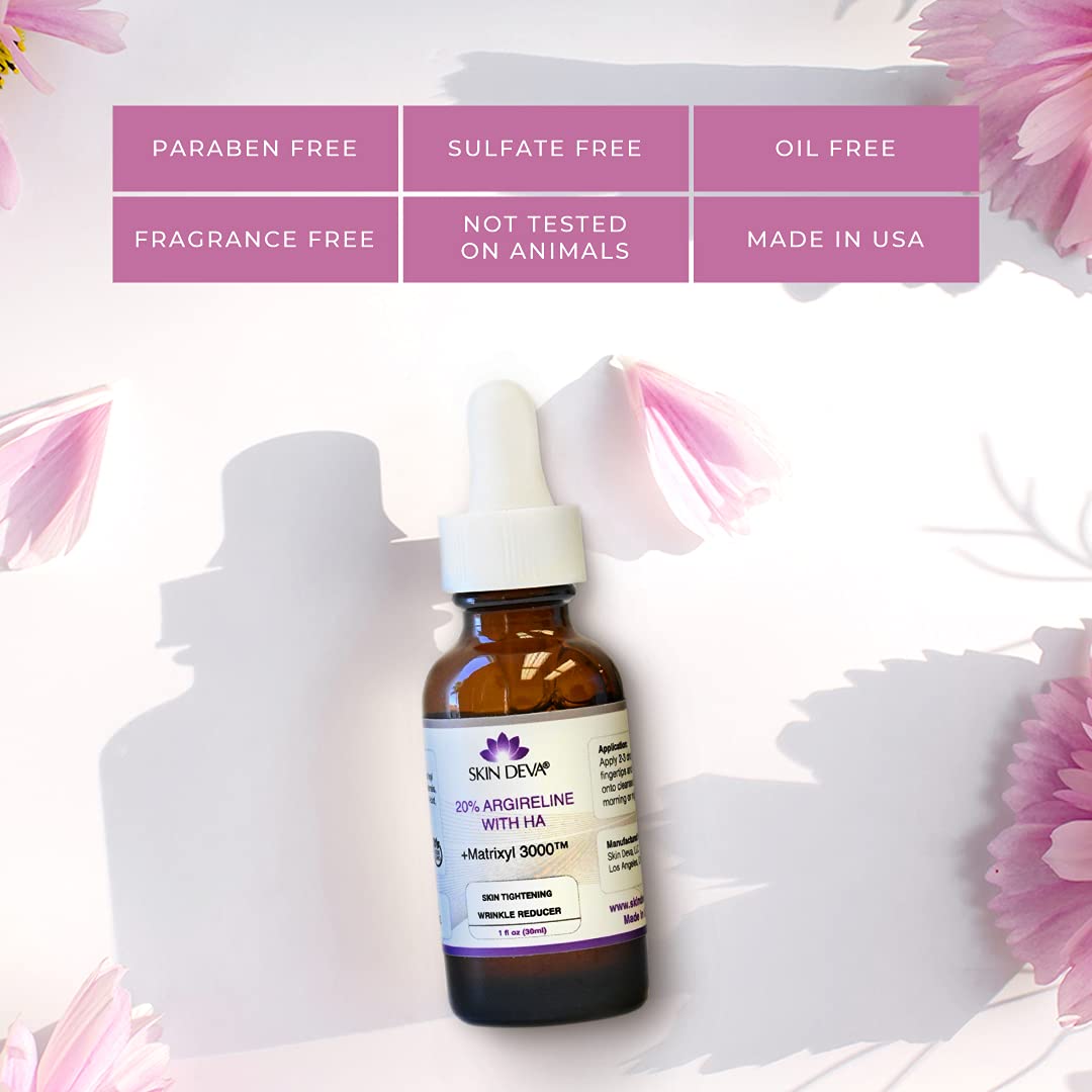 SKIN DEVA 20% Argireline Serum with Matrixyl 3000 Pure Hyaluronic Acid Serum For Face Deep Wrinkle Reducer Anti Aging Tones Skin and Stimulates Collagen Peptides Serum For Face