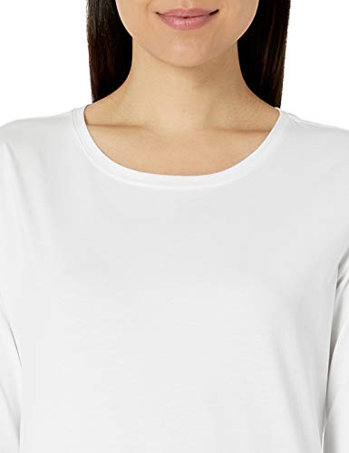 Amazon Essentials Women's Classic-Fit 100% Cotton Long-Sleeve Crewneck T-Shirt, White, Medium