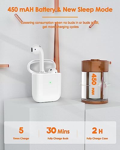 Airpod Charging Case for Airpods 1st and 2nd Generation, Airpods Charger Case, 450mAh Generation Charging Case Replacement with Bluetooth Pairing Sync Button (white2)