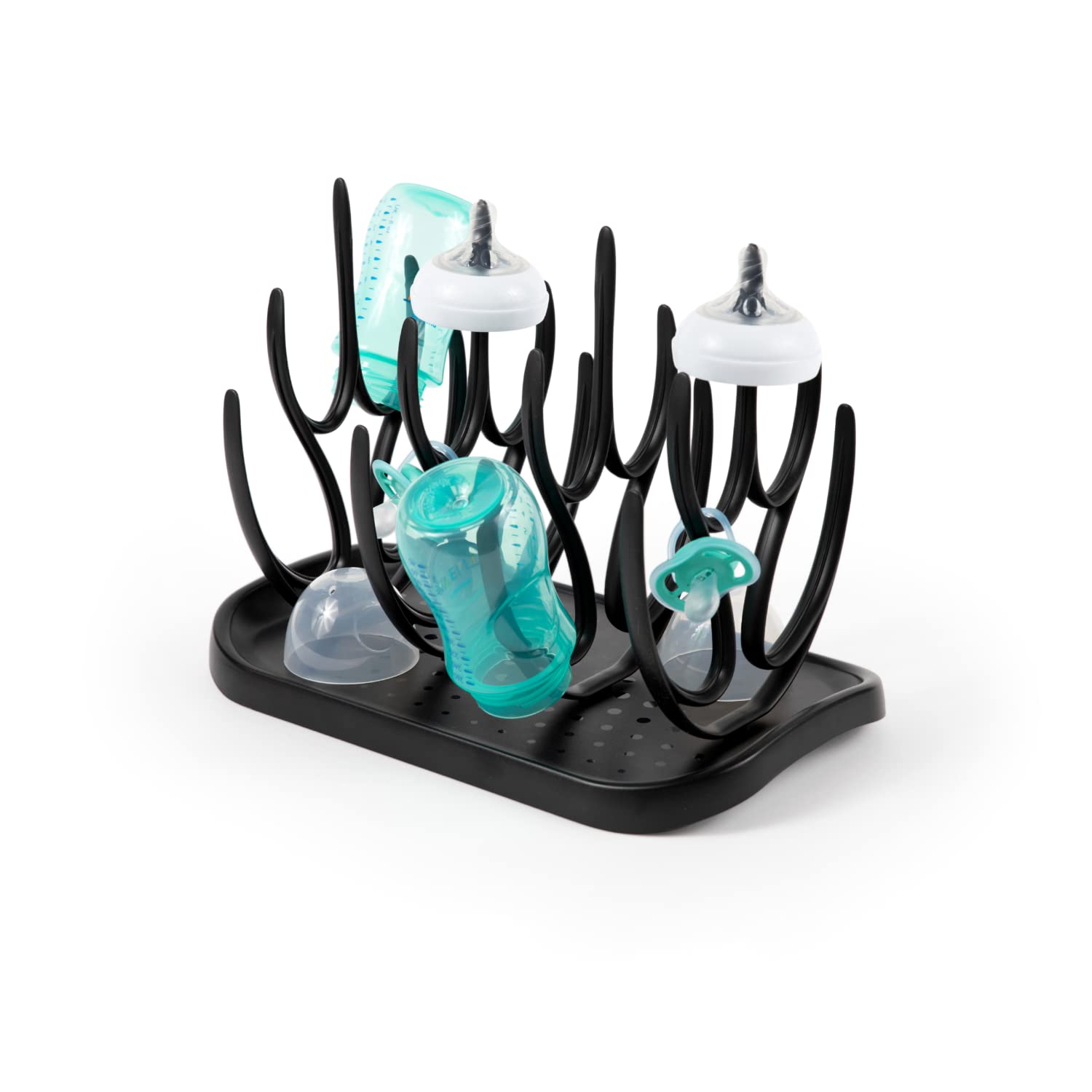 Baby Bottle Drying Rack High Capacity, Parentalz, Space Saving Countertop Baby Bottle Rack Dryer Holder for Baby Bottles, Pacifiers, Nipples, Pump Parts - Black