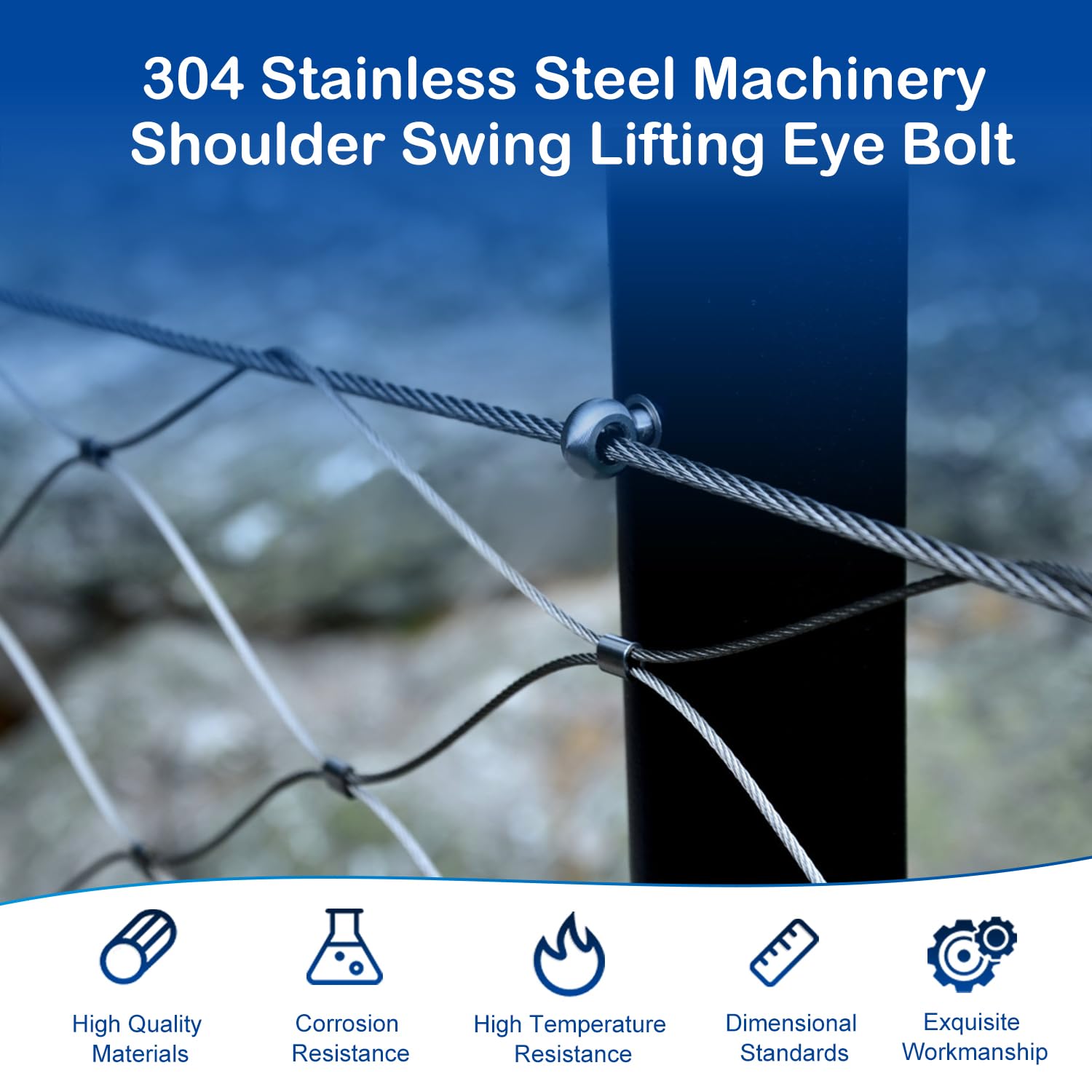 MroMax 4Pcs M6 x 35mm Swing Lifting Bolt, 304 Stainless Steel Metric Full Thread Machinery Shoulder Swing Lifting Eye Bolt for Home Renovation, Pipeline Gate Valves Fasteners