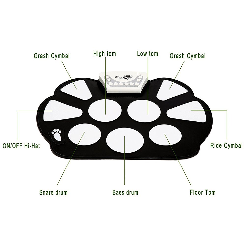 Artempo Portable Roll Up Drum Electronic Drum Pad with Drum Sticks – Foldable, USB MIDI Connection, Record Function