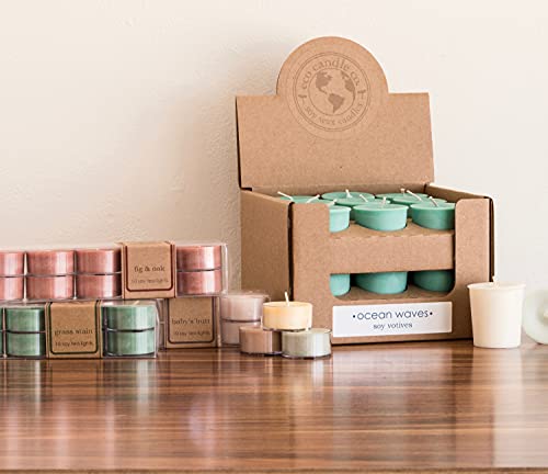 Eco Candle Co. Tea Light Candles, Eucalyptus Mint, 10-Pack - Scents of Eucalyptus, Spearmint, & Peppermint - Recyclable, 100% Soy Wax, No Lead, Hand Poured, Midwest Grown Soybeans.6 oz. Each