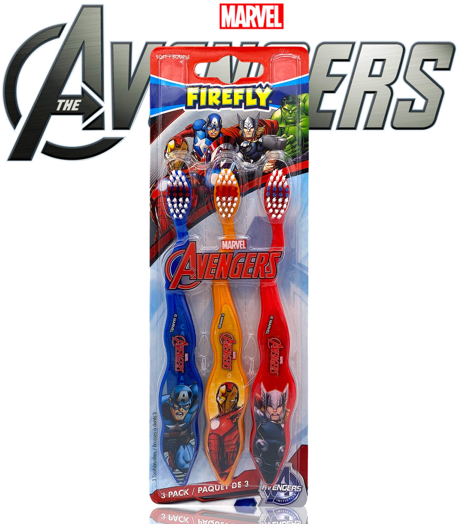 Marvel Avengers Superheroes Soft Bristle Manual Toothbrush Value Set 3 Count, Kids Friendly Designed Grip, Perfect Gifts for Boys Girls by Firefly (Style May Vary)