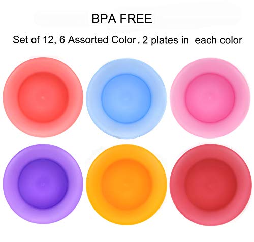KX-WARE Everyday Plates set of 12 - Unbreakable and Reusable 10 inch Plastic Dinner Plates, 6 Assorted Color | Dishwasher Safe,BPA Free