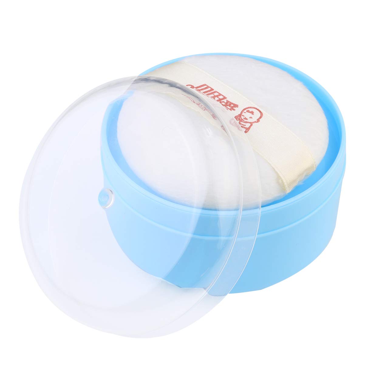 LEORX 1 Set Baby After-Bath Puff Box Portable Empty Body Powder Container Dispenser Case with Sifter and Powder Puffs for Home Travel Use (Blue)