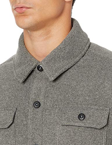 Amazon Essentials Men's Long-Sleeve Polar Fleece Shirt Jacket, Charcoal Heather, Large