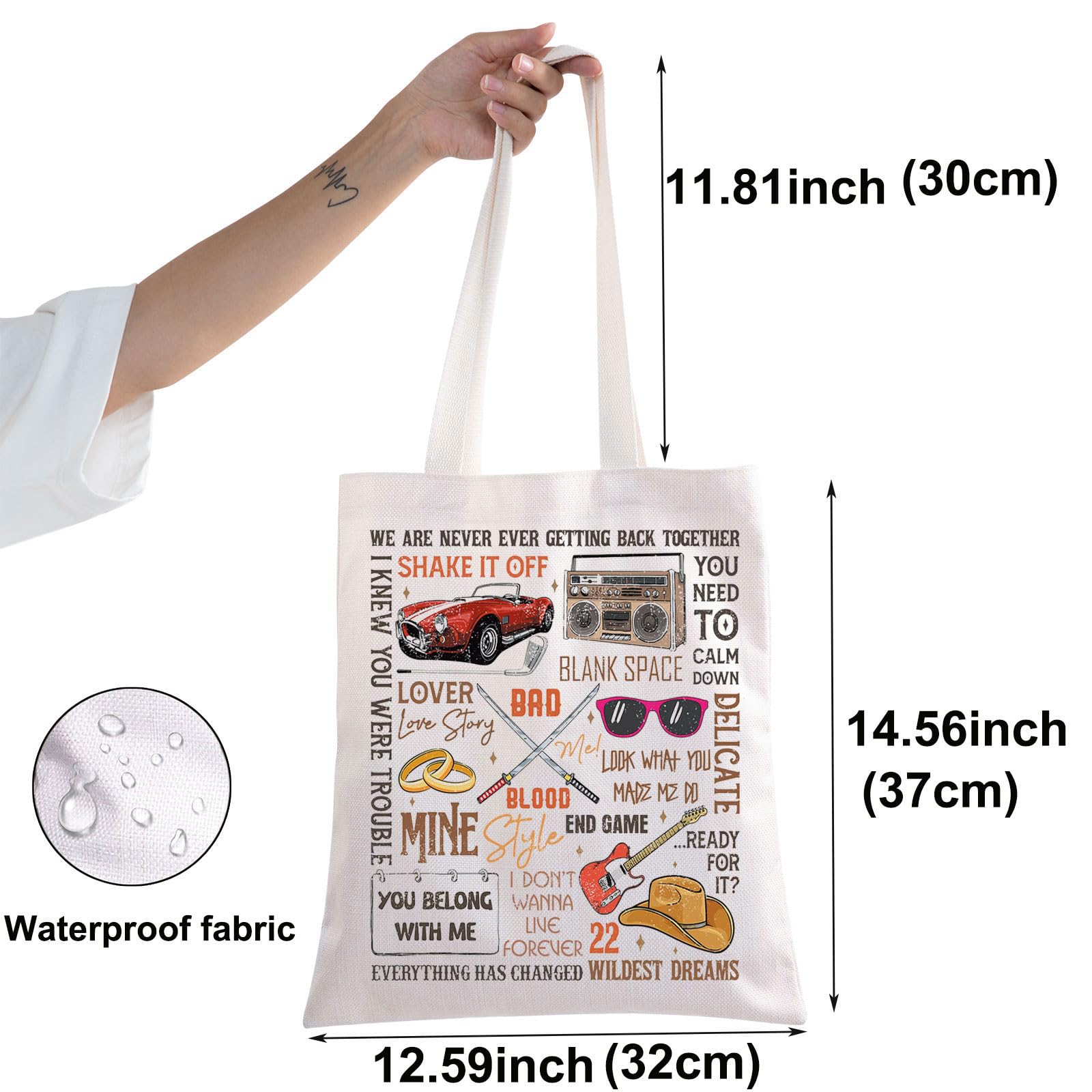 BWWKTOP WZMPA Singer Album Canvas Tote Bag Singer Tour Gifts Song Lyrics Shoulder Bag Singer Merchandise (WE ARE NEVER)