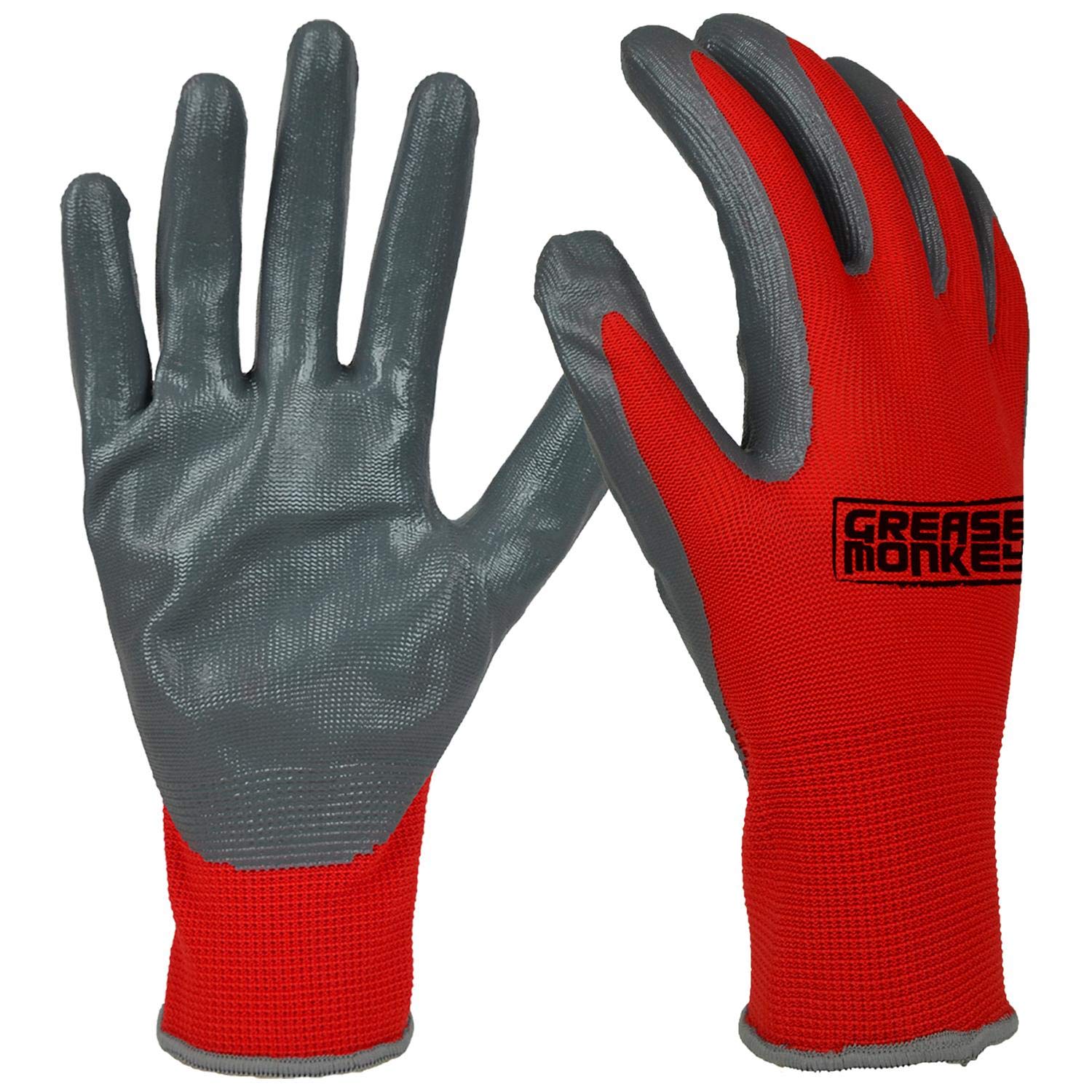 GREASE MONKEY Nitrile Coated Work Gloves - 15 Pairs - Size Large