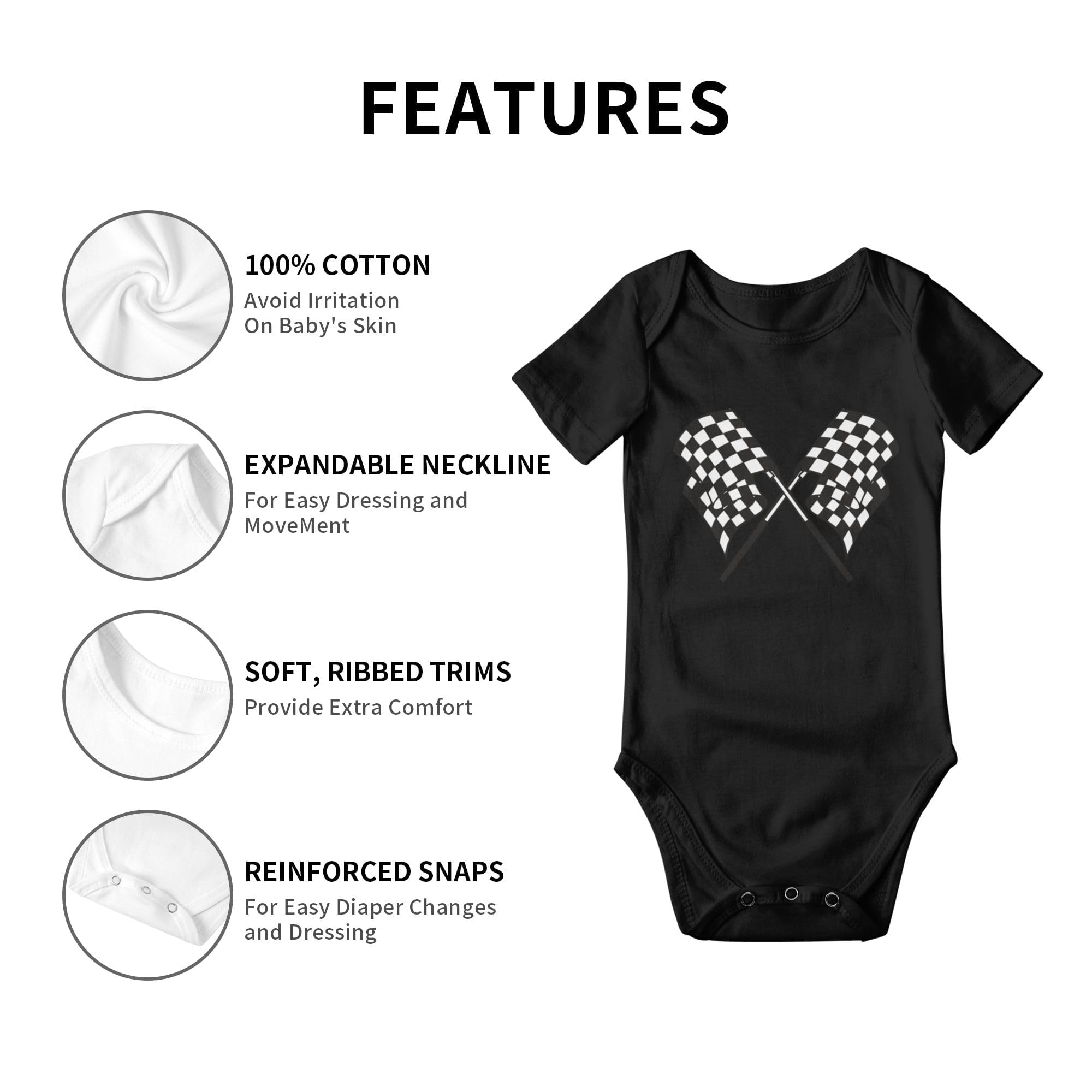 MOCSONE Checkered Flags Race Car Flag Newborn Girl Boy Romper Jumpsuit Bodysuit Baby Outfits Infant Clothes