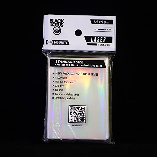 Black Lotus 100CT Double Side Foil Gemstone Rainbow Laser Flashing Card Sleeves Trading Cards Shield Magic Card Protector Holographic Flashing Protective Idol Cover (Rainbow 65x90mm)