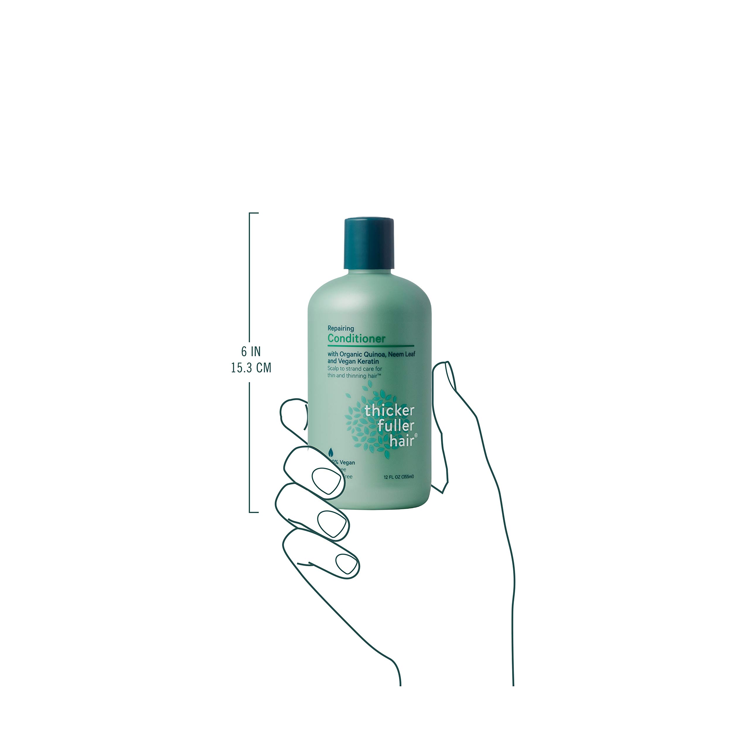 Thicker Hair Care Thicker Fuller Hair Repairing Conditioner, 12 Oz, Green (819933011744)