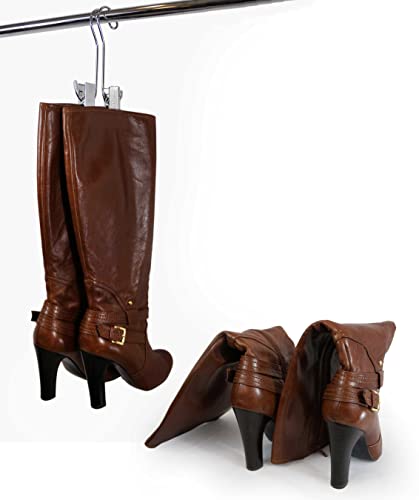 Boottique Boot Organizer: The Boot Rack - Fits in Most Closets- Hangs, Holds, Shapes, & Protects every size and style of Boots (The Boot Rack with 6 Original Silver Hangers)