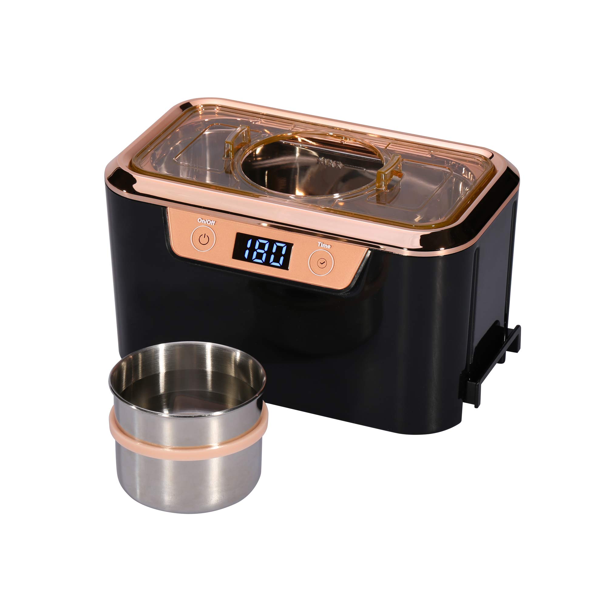 iSonic DS310 Miniaturized Commercial Ultrasonic Cleaner With Integrated Stainless Steel Beaker Holder Set For Jewelry, Cosmetic Tools, Eyeglasses, 110V 55W