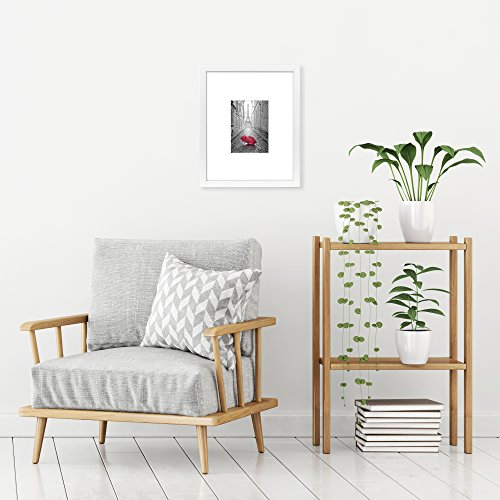 Americanflat 11x14 Picture Frame in White - Use as 5x7 Frame with Mat or 11x14 Frame Without Mat - Engineered Wood with Shatter Resistant Glass, and Includes Hanging Hardware for Wall