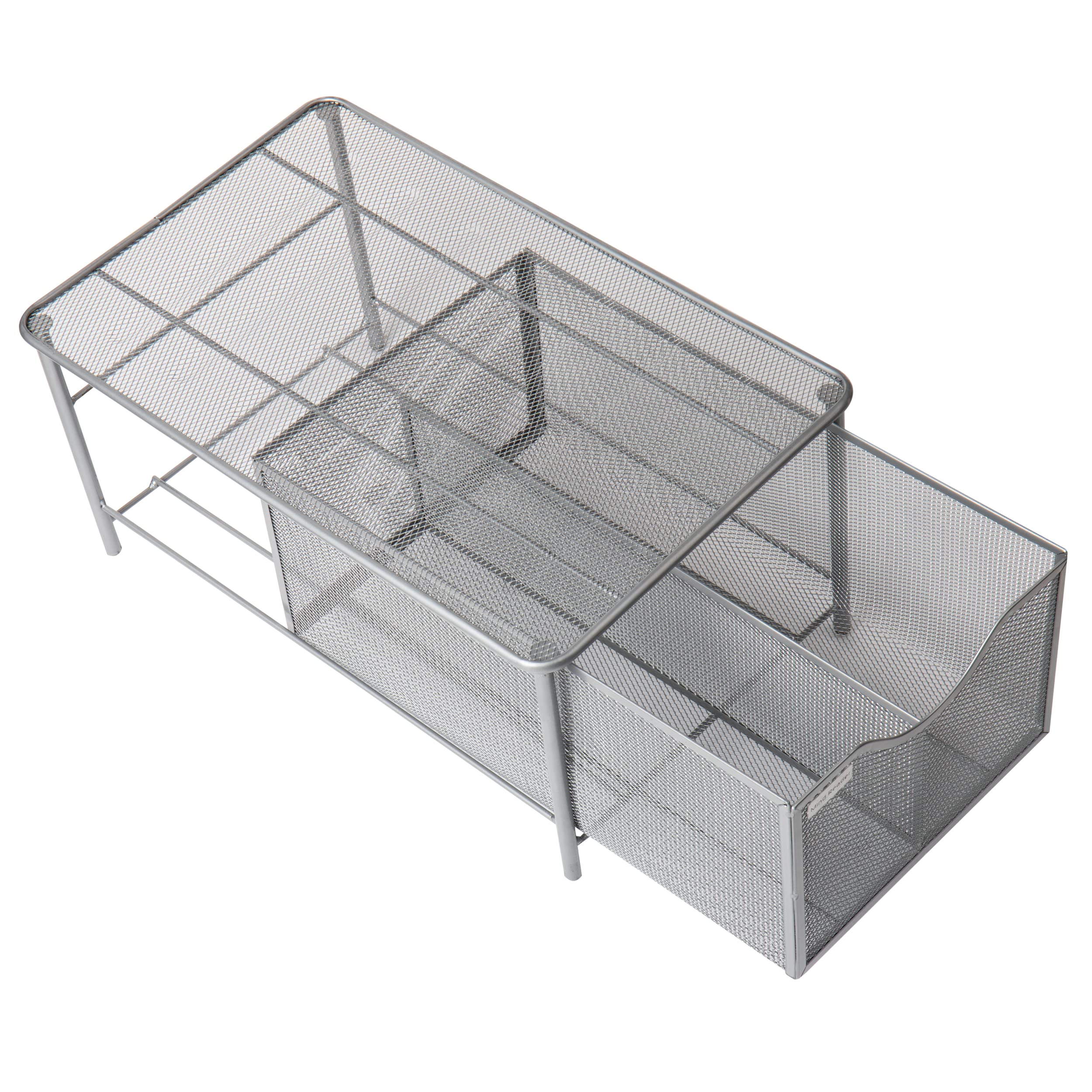 Mind Reader Organizer Storage Basket, 15.4” L x 9.4” W x 7.5” H, Silver (Pack of 2)