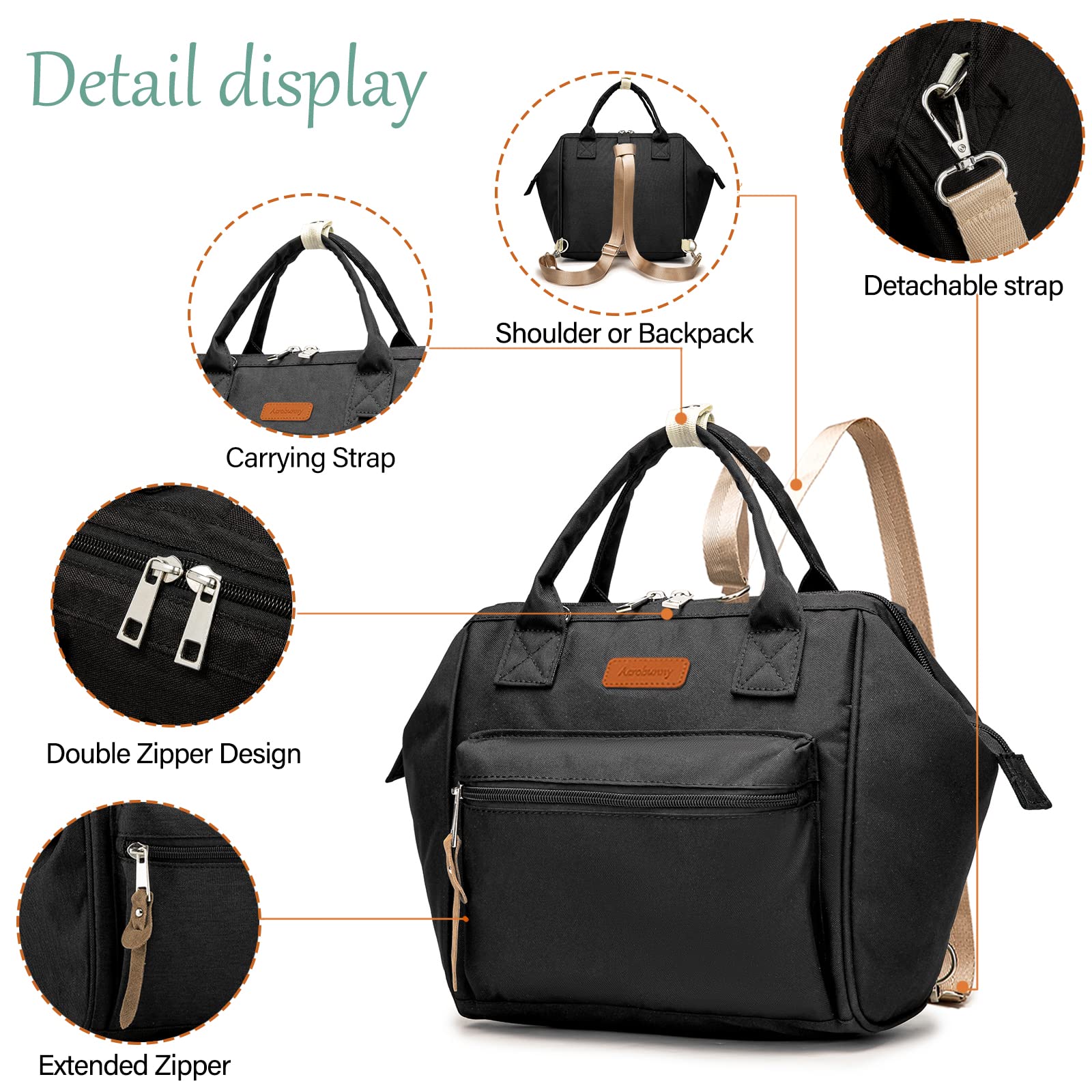 Aerobunny Small Diaper Bag Tote for Mom Dad - Mini Diaper Bag Backpack Mommy Bag Include Insulated Pocket