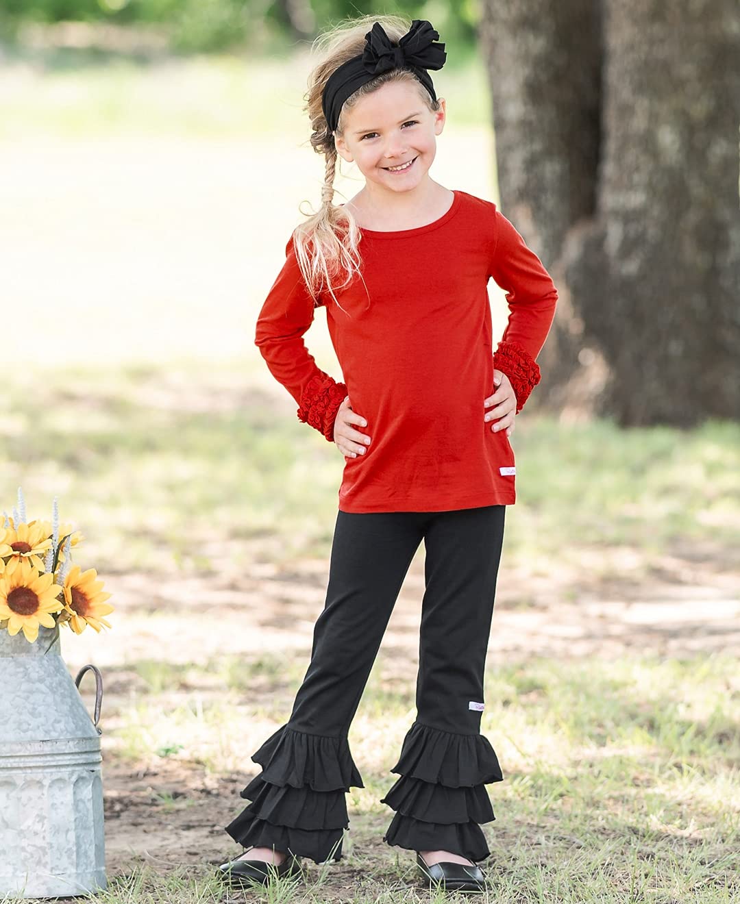 Black Ruffle Pants - 6-12m