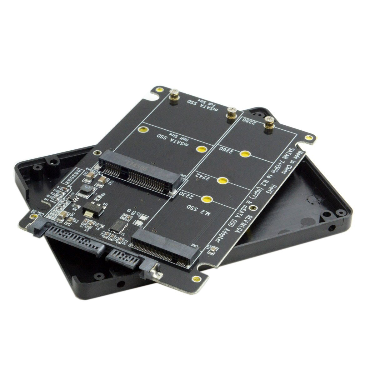 CableCC 2 in 1 Combo M.2 NGFF B-key & mSATA SSD to SATA 3.0 Adapter Converter Case Enclosure