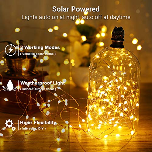 Brizled Solar Fairy Lights, 2 Pack Total 132ft 400 LED Solar String Lights Waterproof, 8 Modes Outdoor Solar Twinkle Lights, Solar Powered Garden Lights String for Indoor Outside Warm White